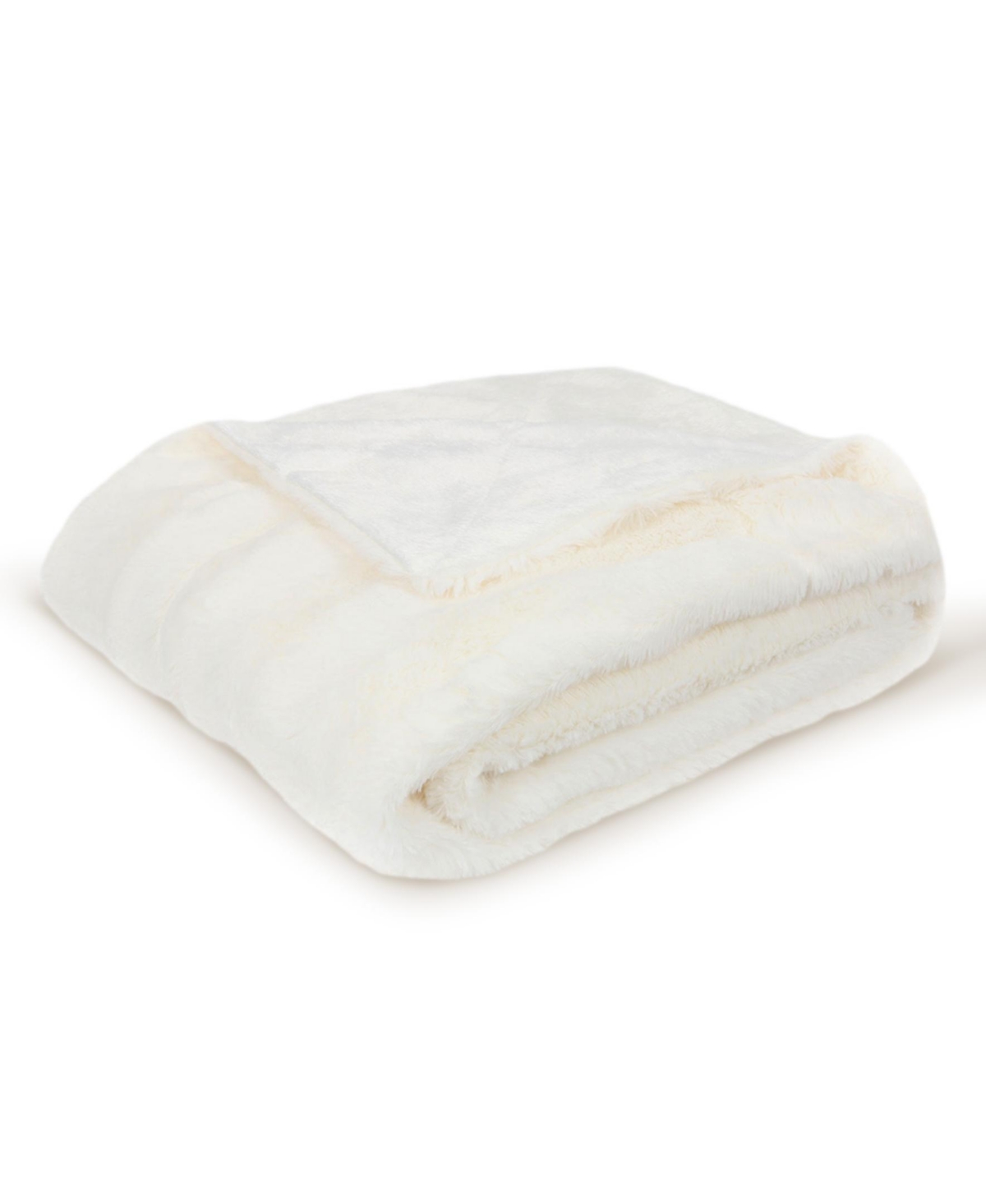 Cheer Collection Ultra Soft Faux Fur to Microplush Reversible Oversized Throw  86 x 86 - White