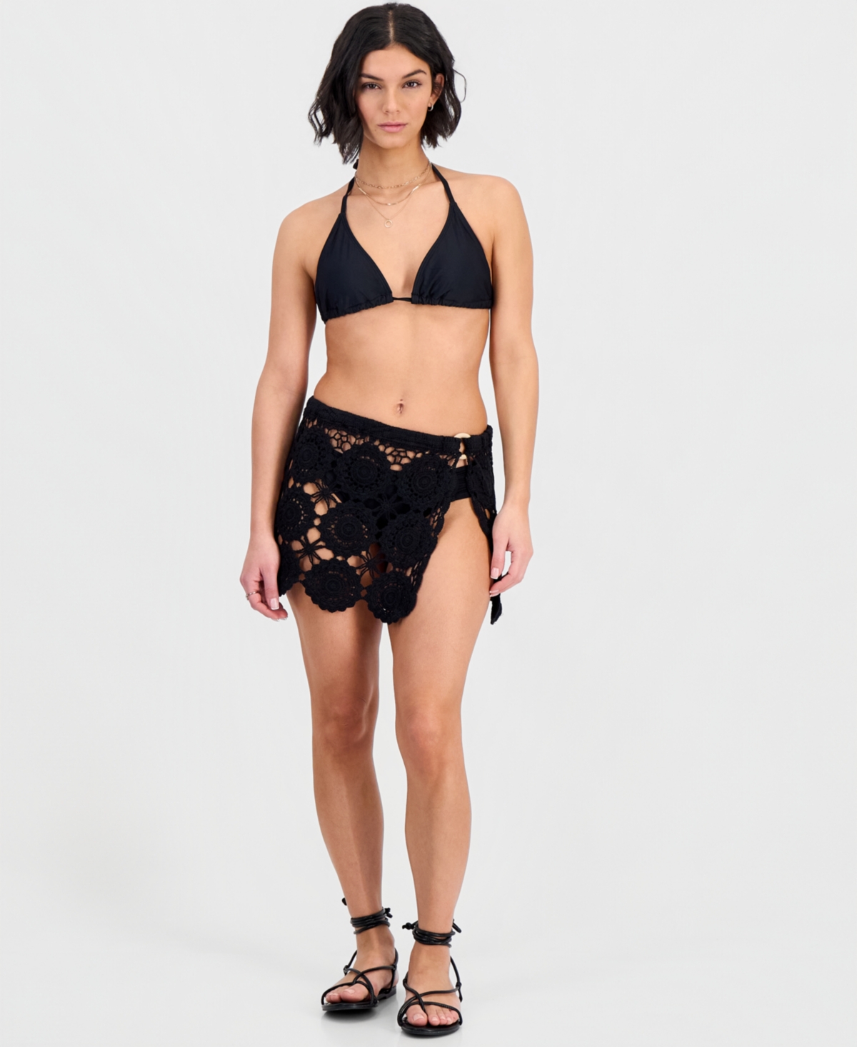 Click here for Miken Womens Full Fashion Crochet Swim Sarong - Bl... prices