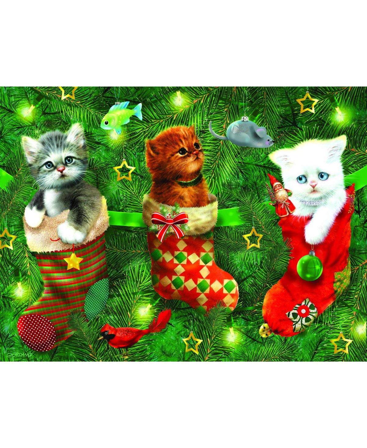 Click here for SunsOut Stockings Full of Kittens 300 piece Jigsaw... prices