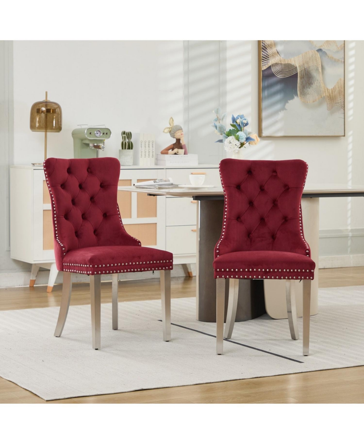 Click here for Streamdale Furniture Tufted Velvet Dining Chairs... prices
