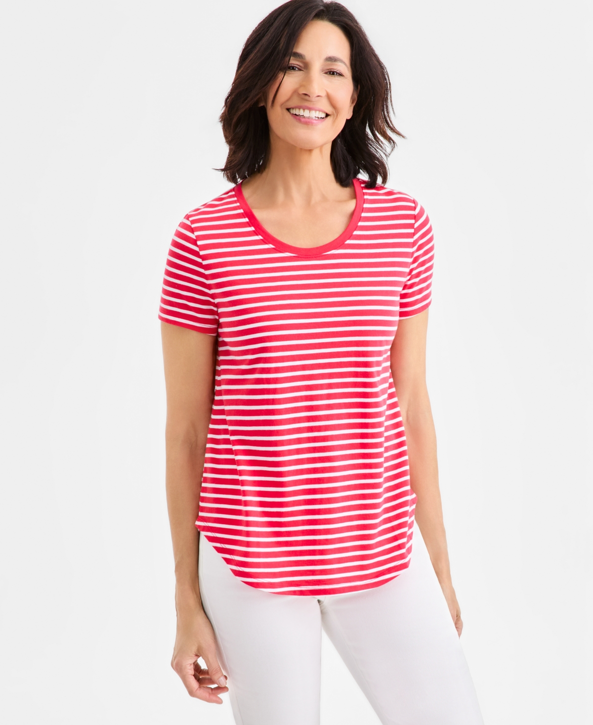 Click here for Style & Co Womens Printed Short-Sleeve Crewneck To... prices