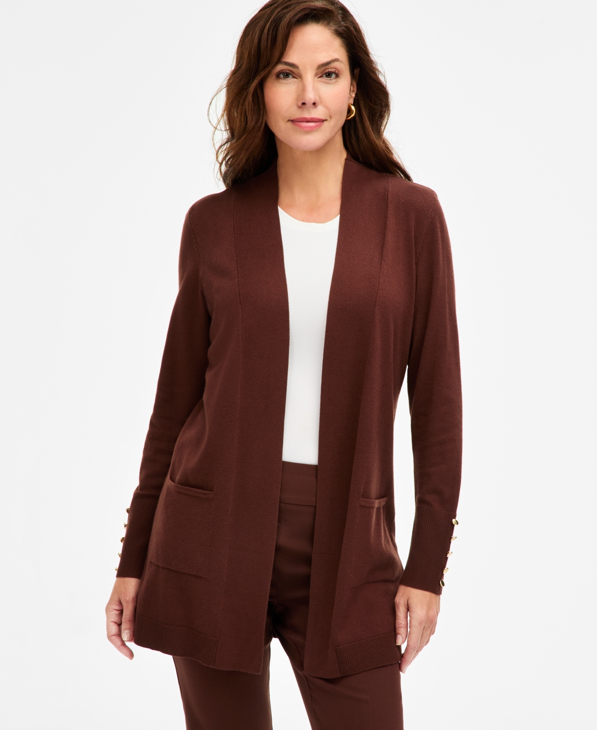 Click here for Jm Collection Womens Button-Sleeve Flyaway Cardiga... prices