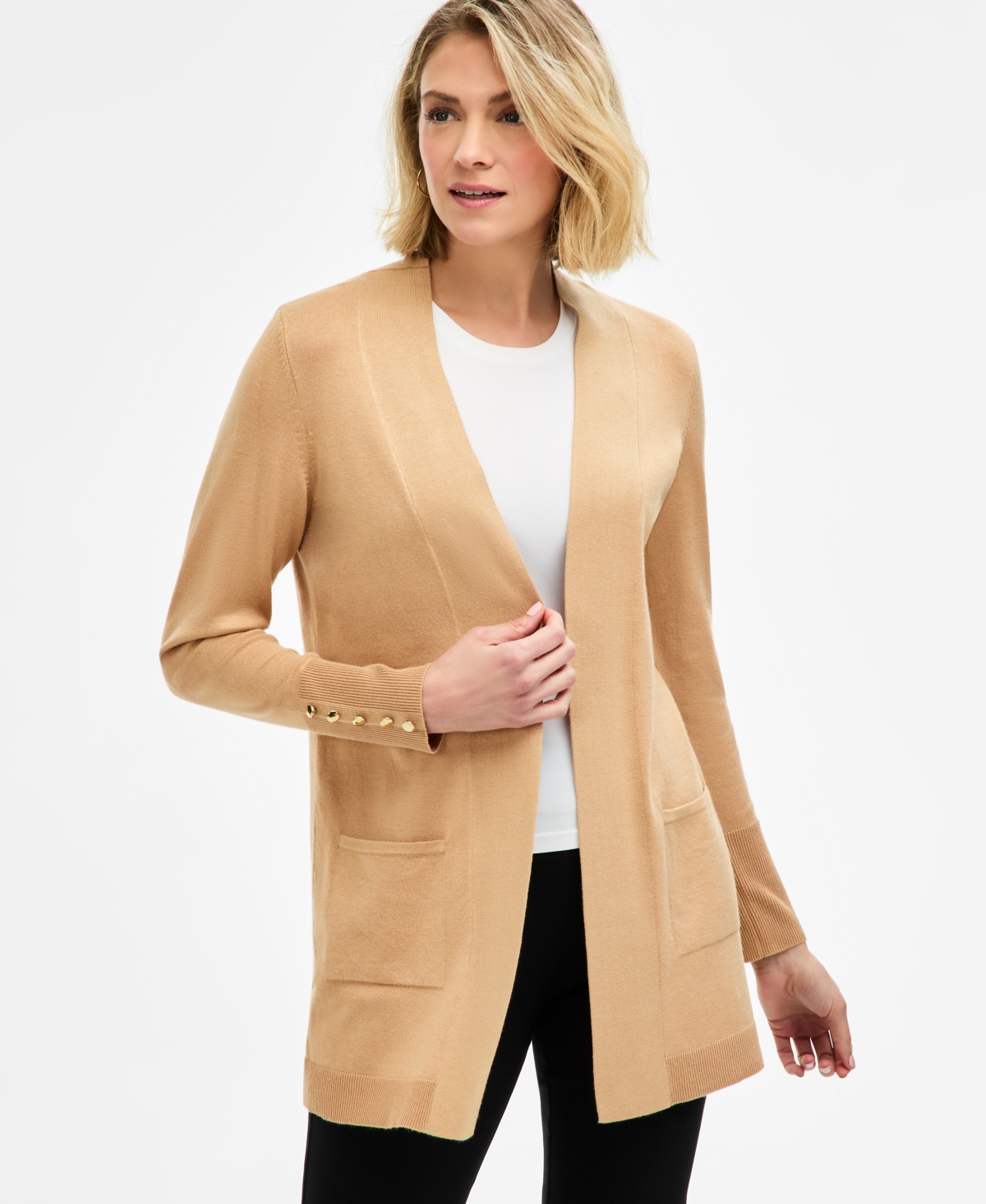 Click here for Jm Collection Womens Button-Sleeve Flyaway Cardiga... prices