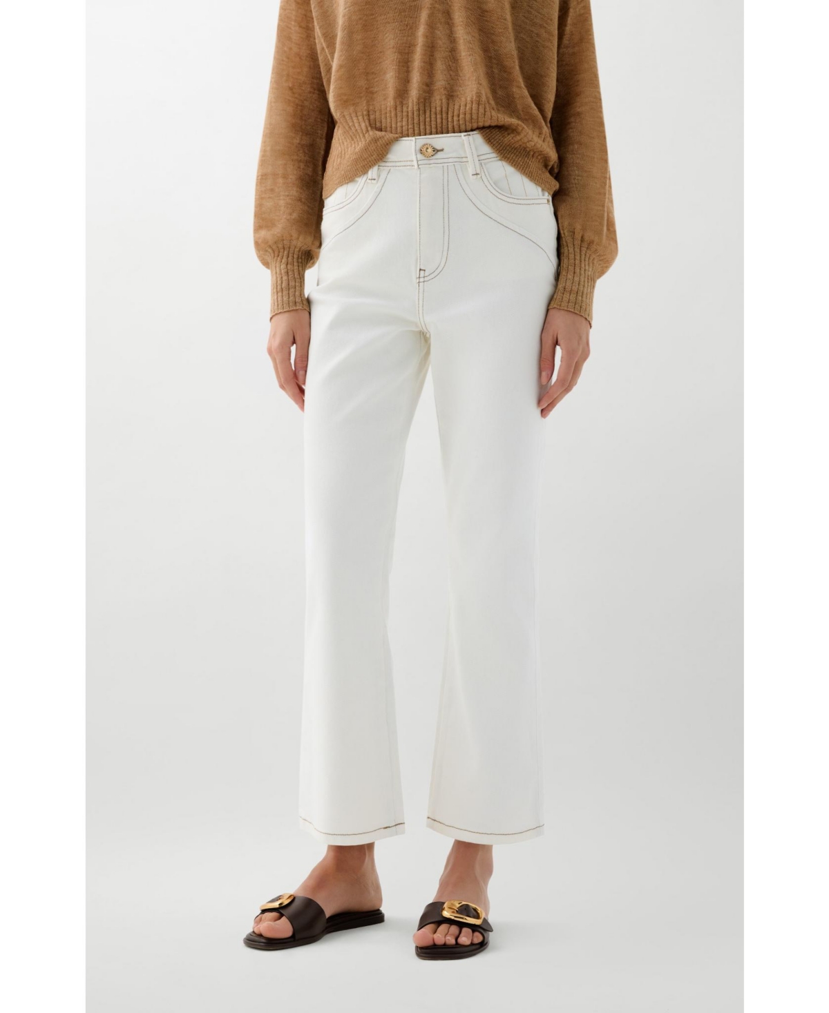 Click here for Scalpers Womens Ankle Sun Denim Pant - Offwhite prices