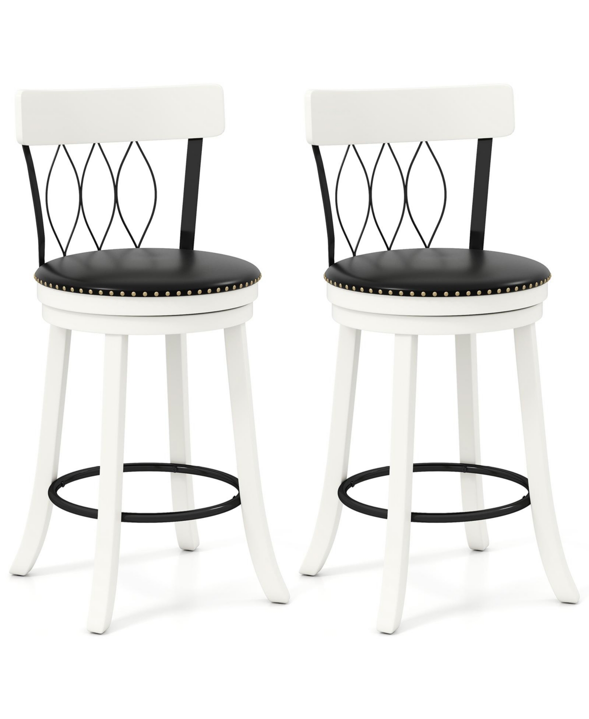 Click here for Gymax 26 Set of 2 Bar Stools w/ Footrest Rubber Wo... prices
