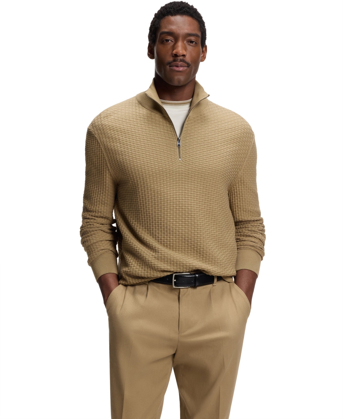 Click here for Boss by Hugo Boss Mens Quarter Zip Cotton Sweater... prices