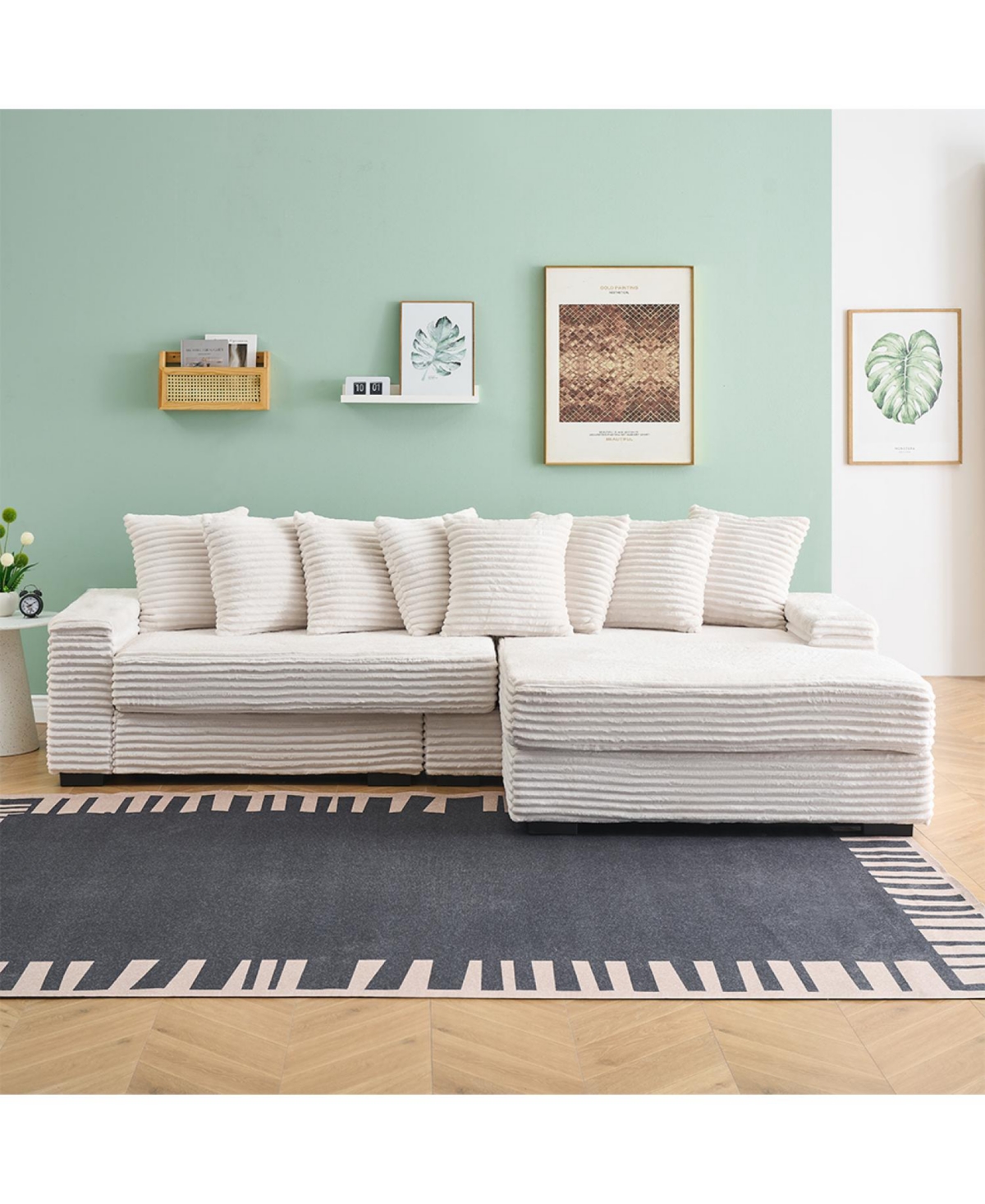 Click here for Streamdale Furniture Beige Flannelette Sofa with 8... prices