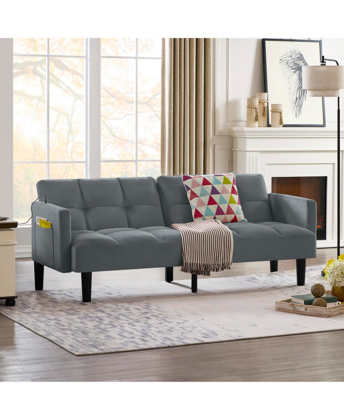 Click here for Streamdale Velvet Futon Couch Convertible Folding... prices