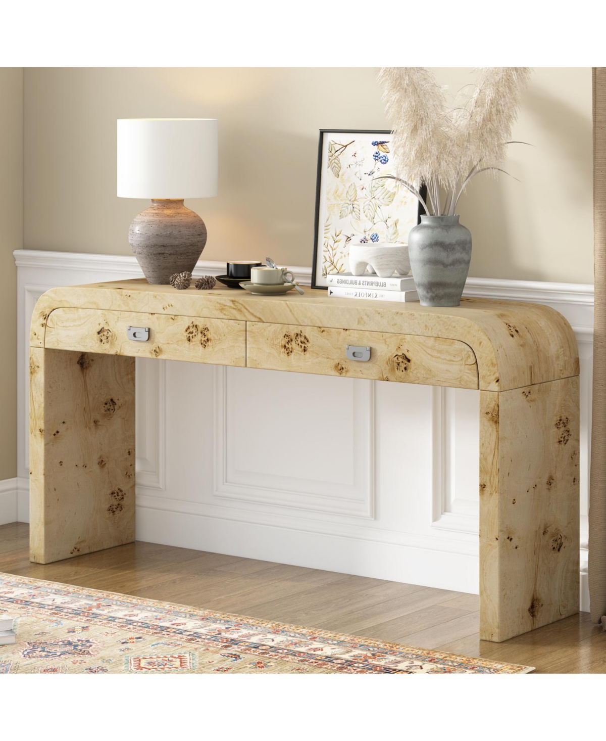 Click here for Streamdale Modern Entryway Table with Burl Wood Ve... prices