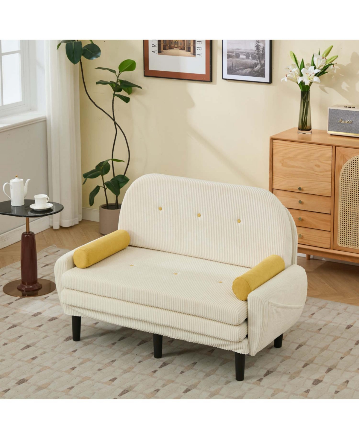 Click here for Streamdale Furniture Ivory Corduroy Loveseat Sofa... prices