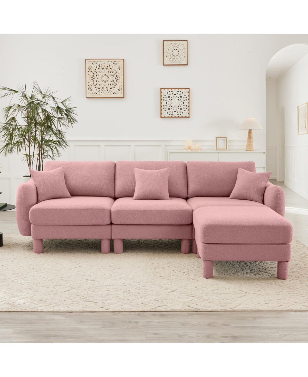 Click here for Streamdale Furniture Pink Boucle Convertible Secti... prices