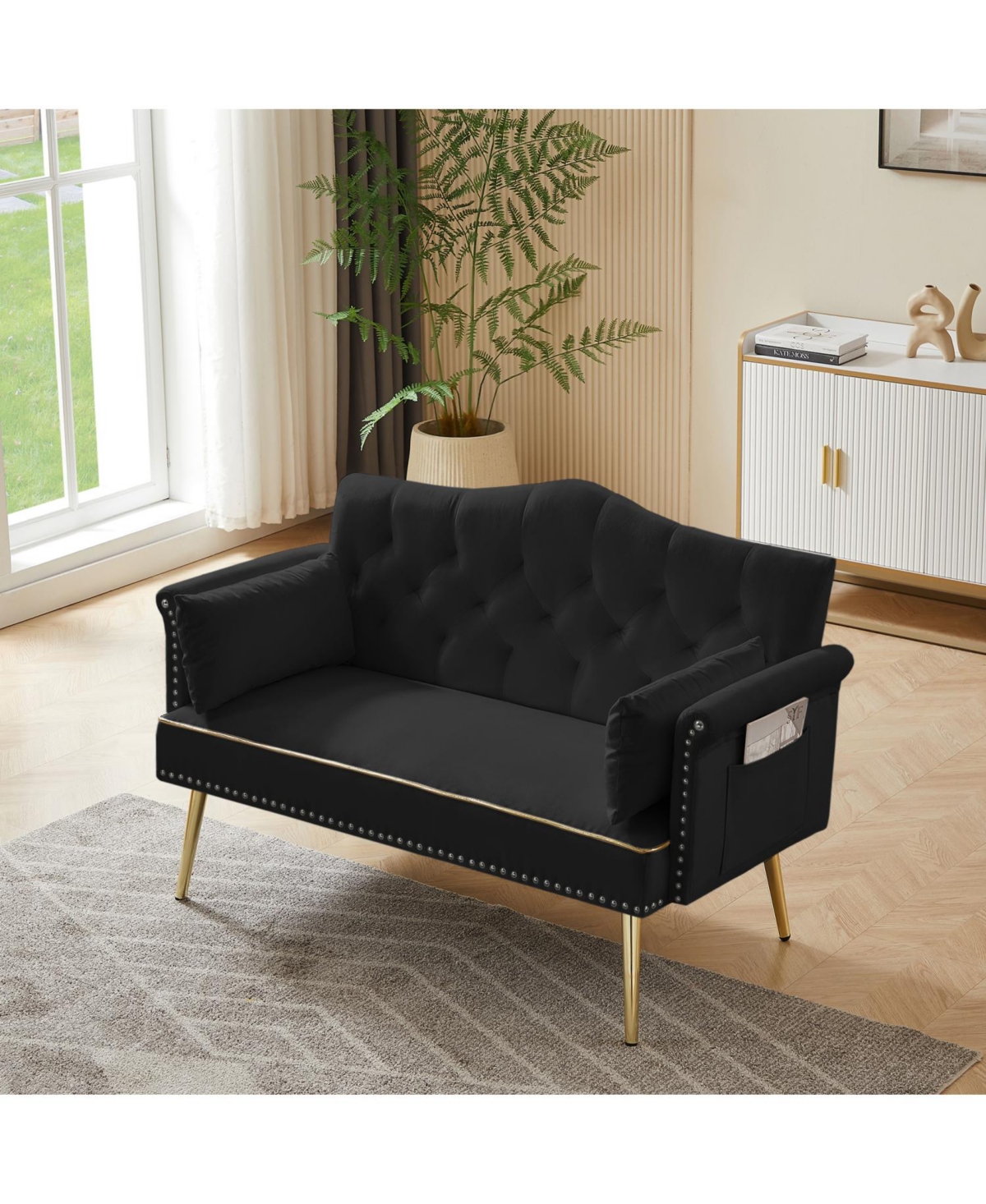 Click here for Streamdale Furniture Velvet Loveseat Sofa - Black prices