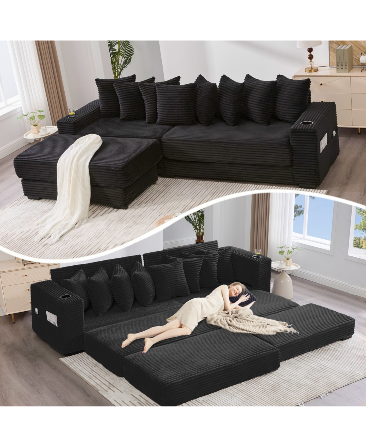 Click here for Streamdale Furniture Corduroy L-Shaped Sectional S... prices