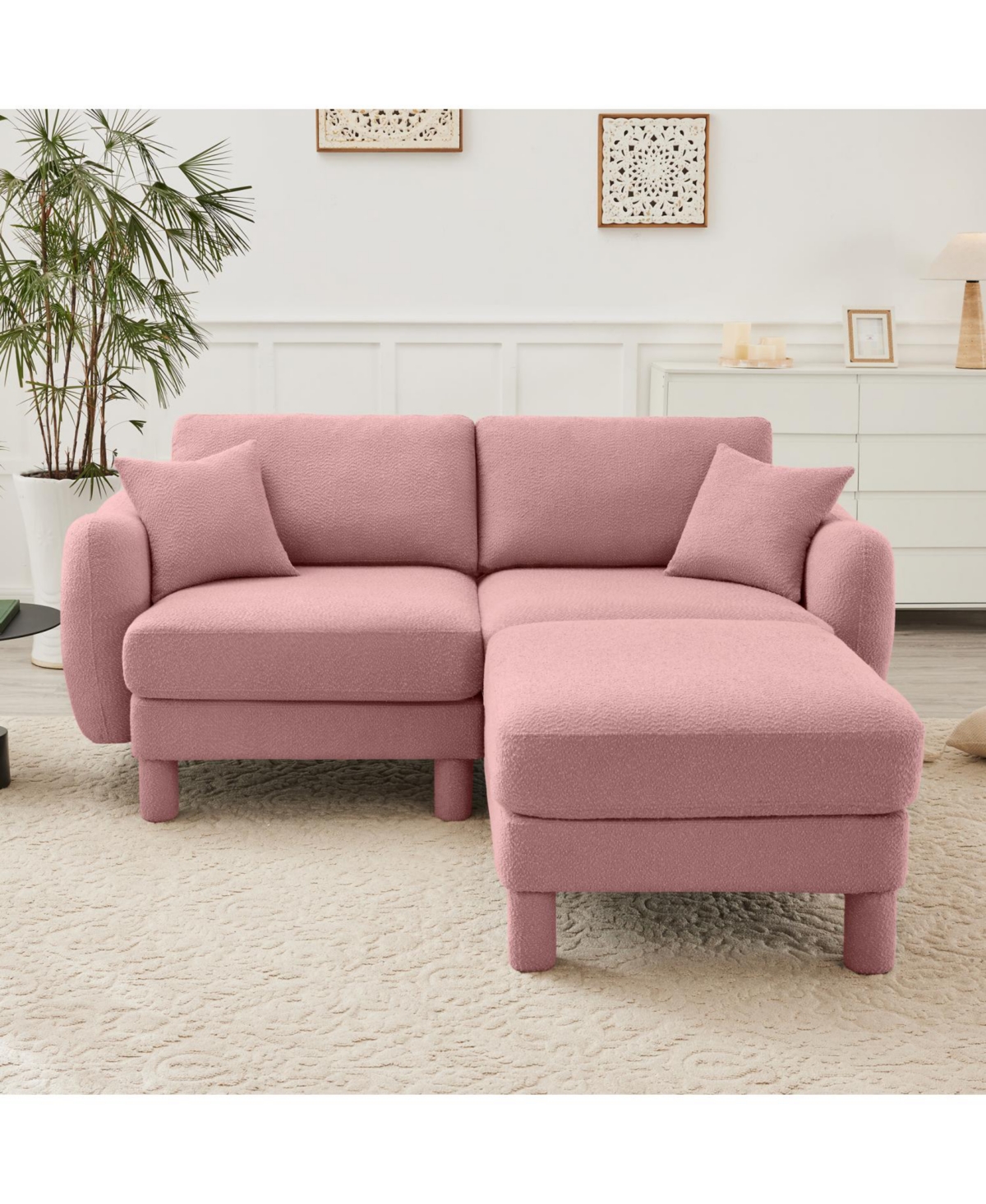 Click here for Streamdale Furniture Pink Boucle Loveseat Sofa wit... prices