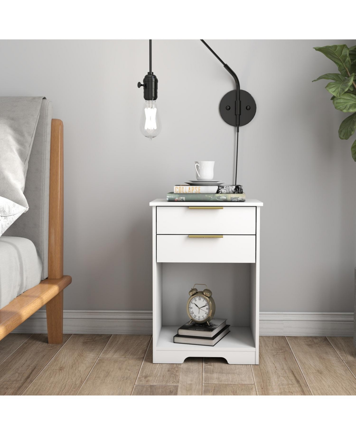 Click here for Streamdale Furniture White Nightstand with 2 Drawe... prices
