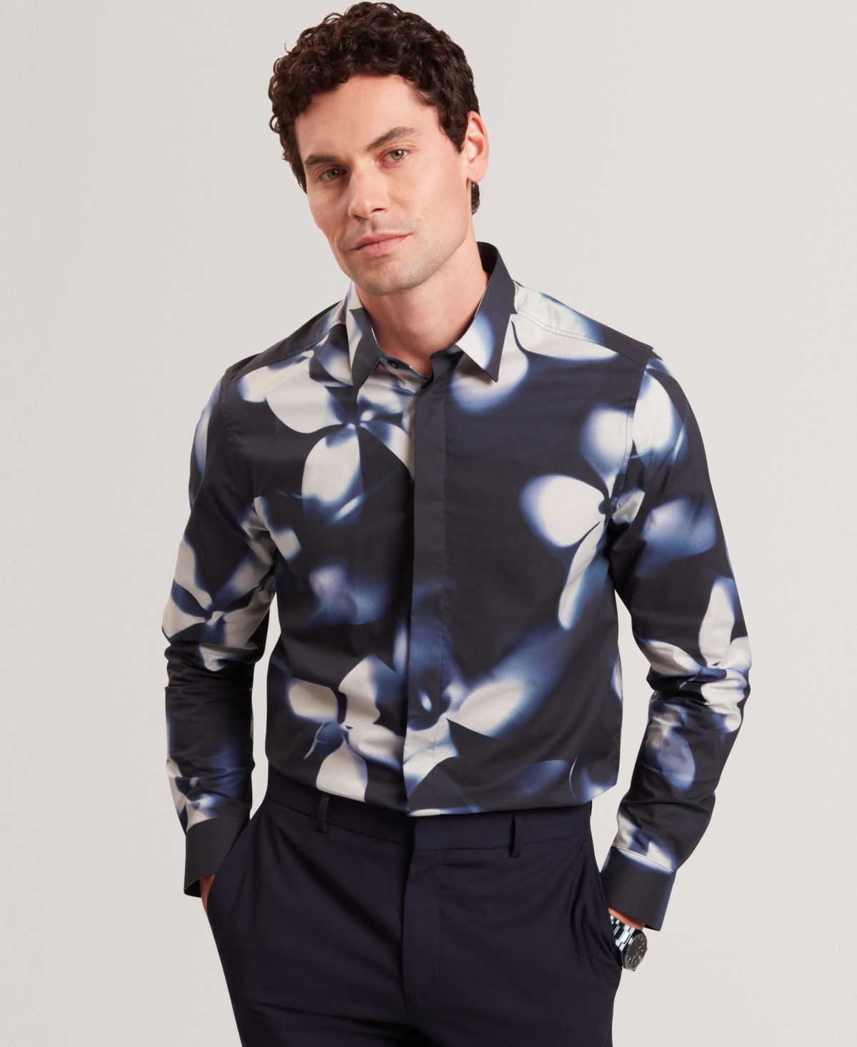Click here for Ted Baker Mens Wrenin Floral Print Shirt - Navy prices
