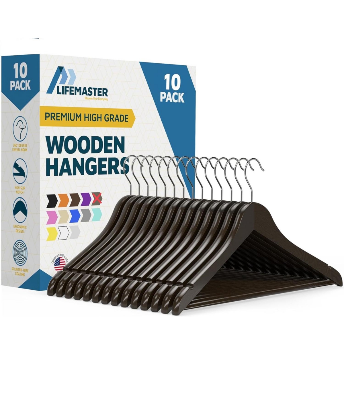 Click here for Lifemaster 10-Pack Wooden Hangers prices