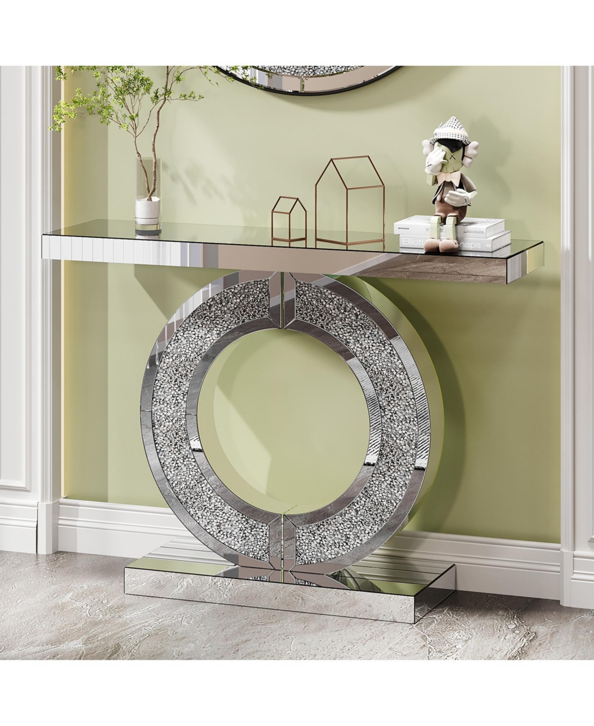 Click here for Streamdale Furniture Crystal O-Shaped Mirror Conso... prices