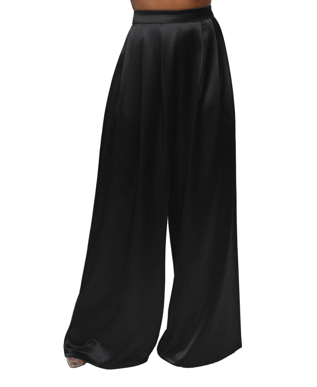 Click here for Jluxlabel Womens Satin Bliss Pleated Pant - Black prices