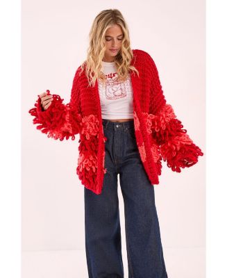 Nasty Gal Women's Extreme Stripe Loopy Cardigan - Macy's