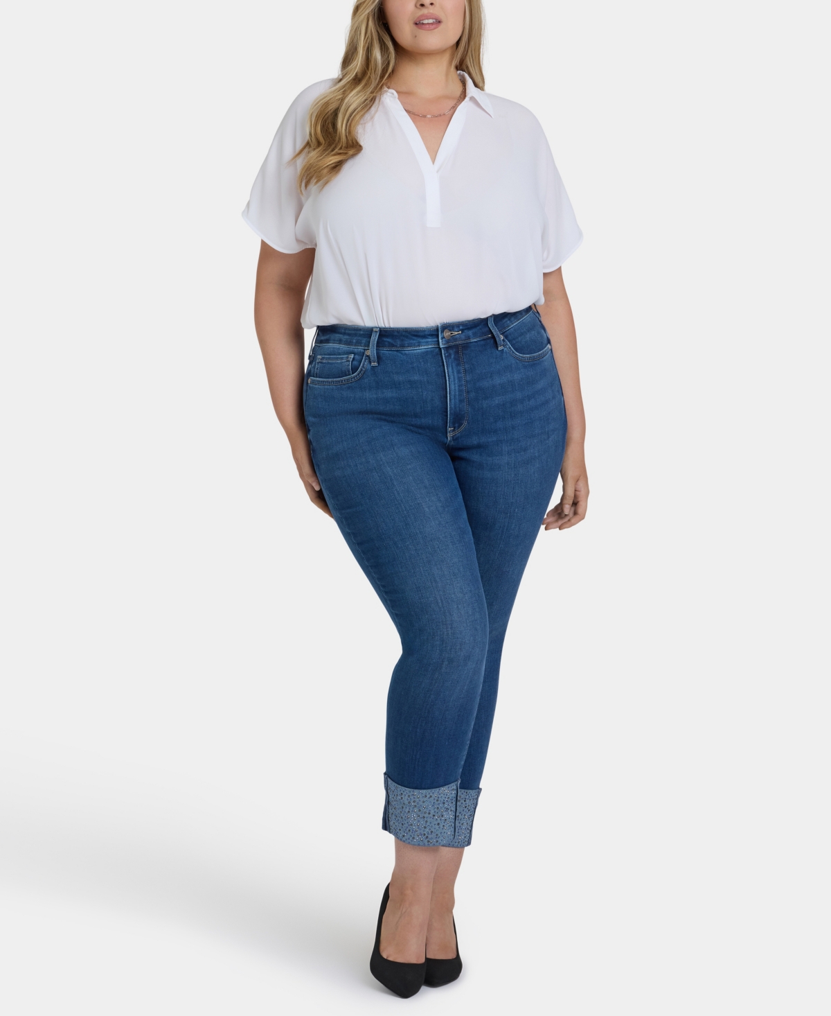 Click here for Nydj Plus Size Sheri Slim Ankle Rhinestone Cuff Je... prices