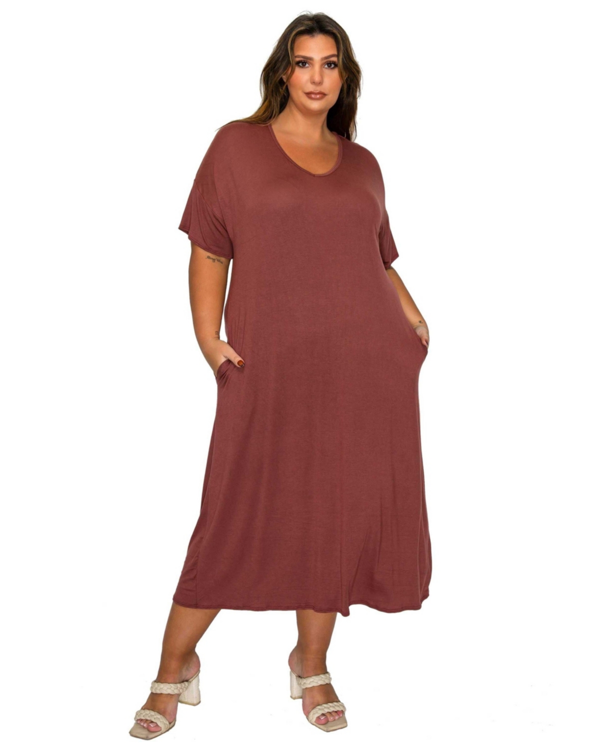Click here for L I V D Womens Plus Size Olivia Pocket Midi Dress... prices