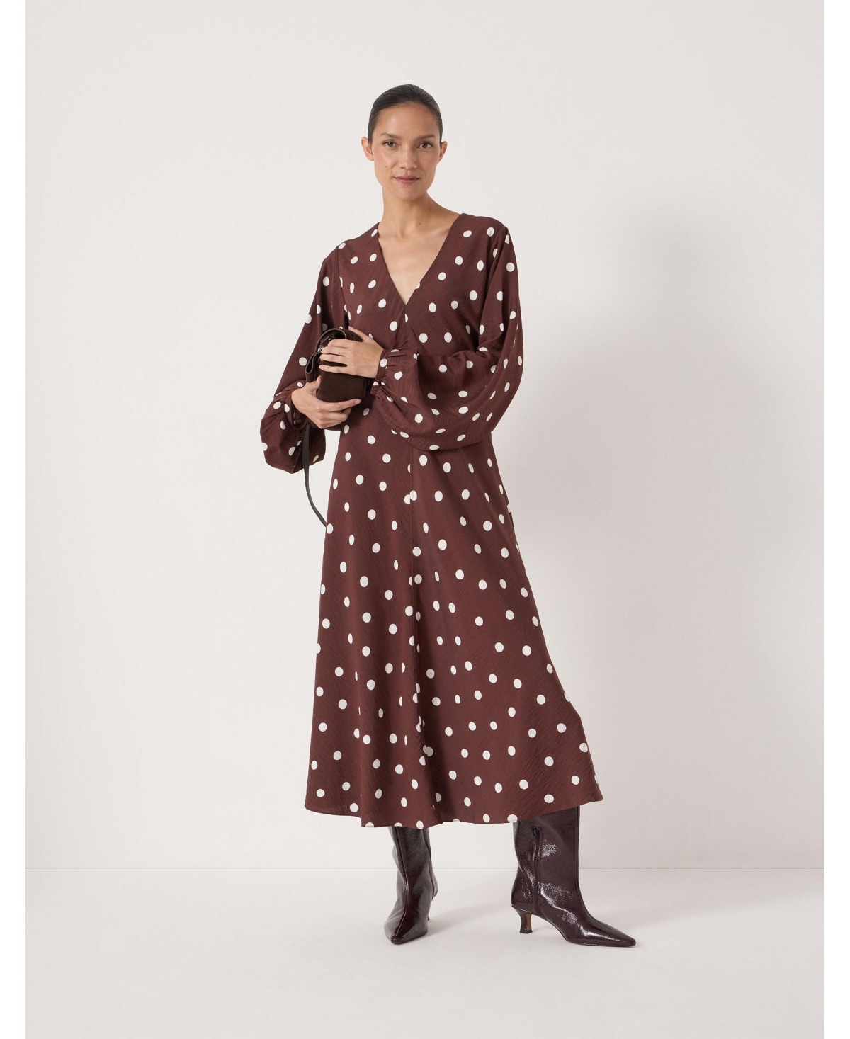 Click here for Hush Womens Grace V-Neck Long Sleeve Dress - Polka... prices