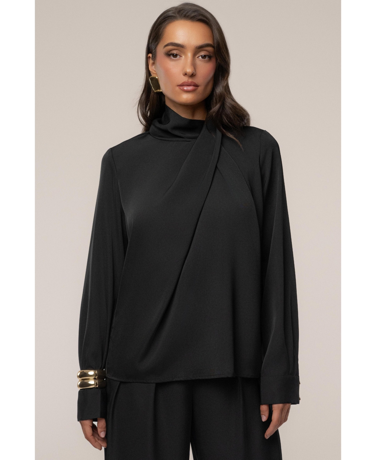 Click here for Jluxlabel Womens Alexa Satin Blouse - Black prices