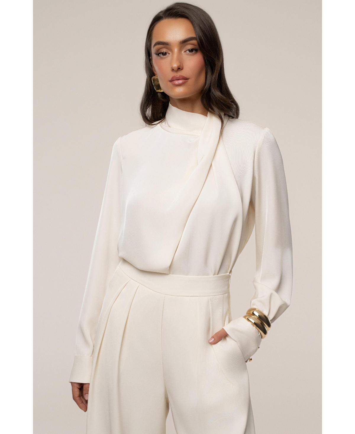 Click here for Jluxlabel Womens Alexa Satin Blouse - Cream prices