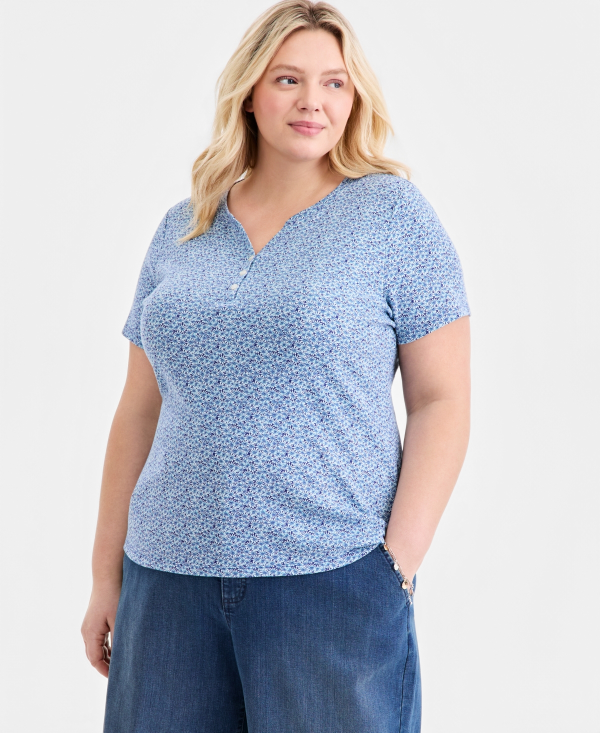 Click here for Style & Co Plus Size Short-Sleeve Henley Top  Excl... prices