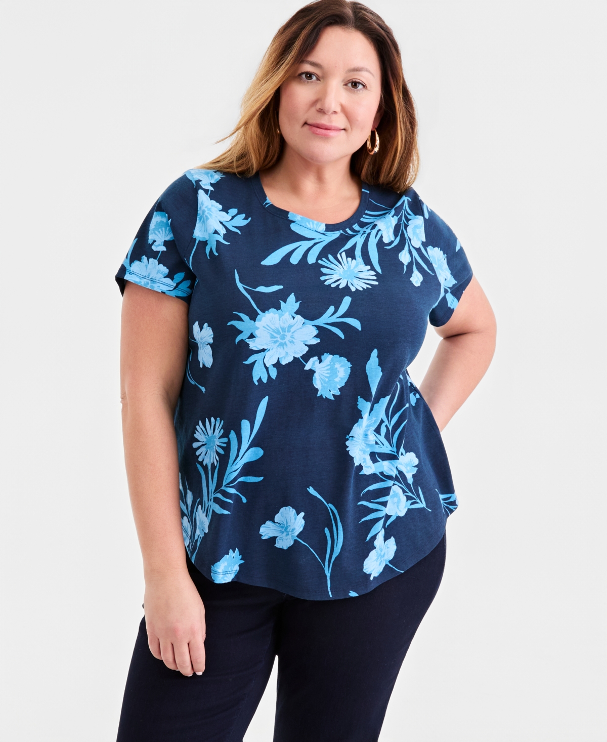 Click here for Style & Co Plus Size Perfect Crewneck Short-Sleeve... prices