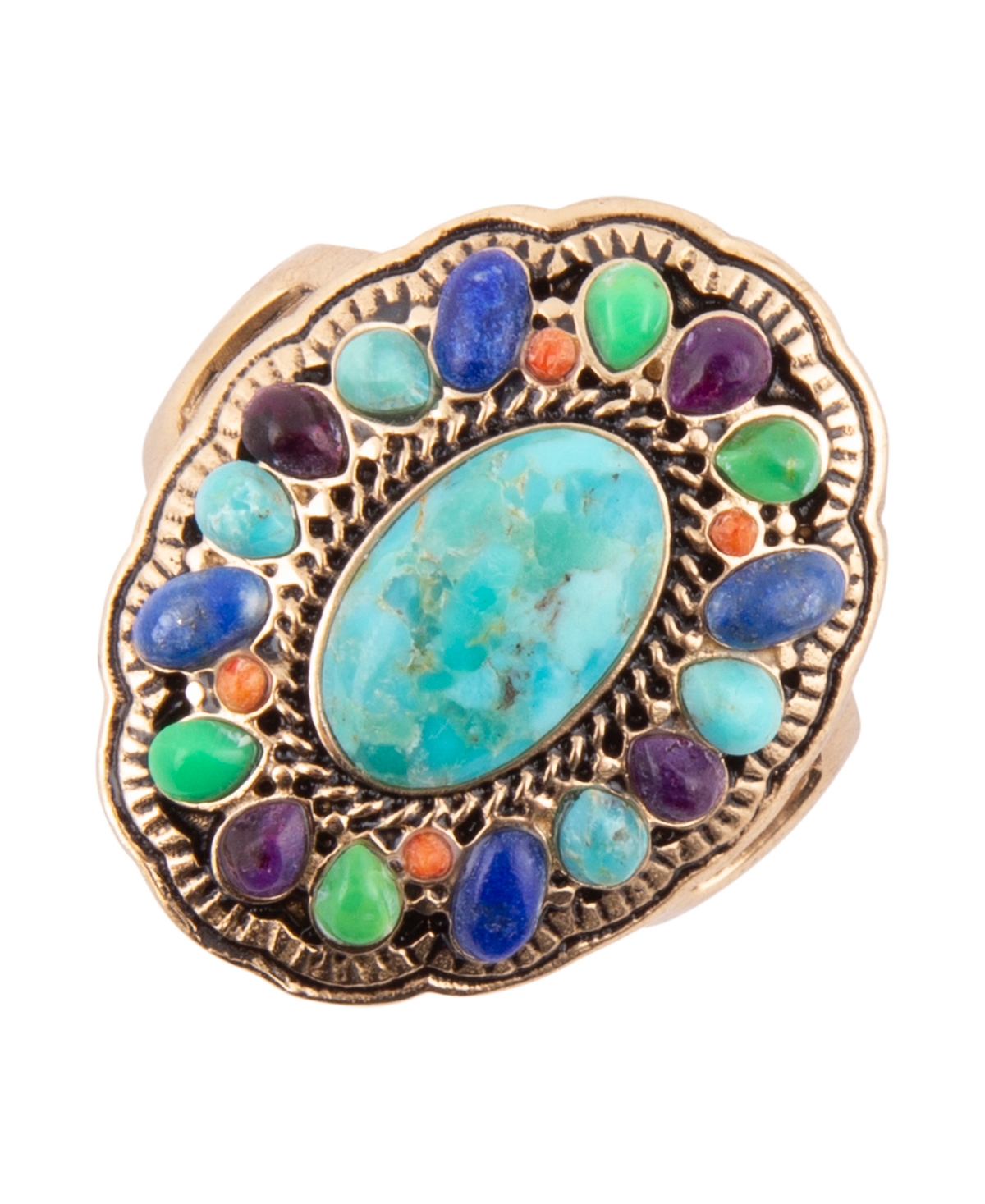 Click here for Barse Concho Colorful Golden Statement Ring - Mult... prices