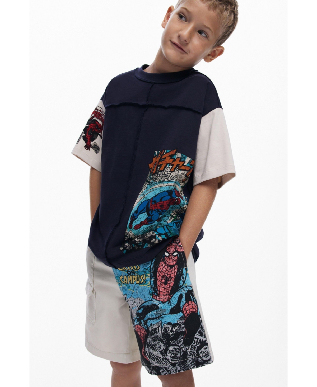 Click here for Desigual Boys Boyss Spiderman Comic T-Shirt - Blue prices