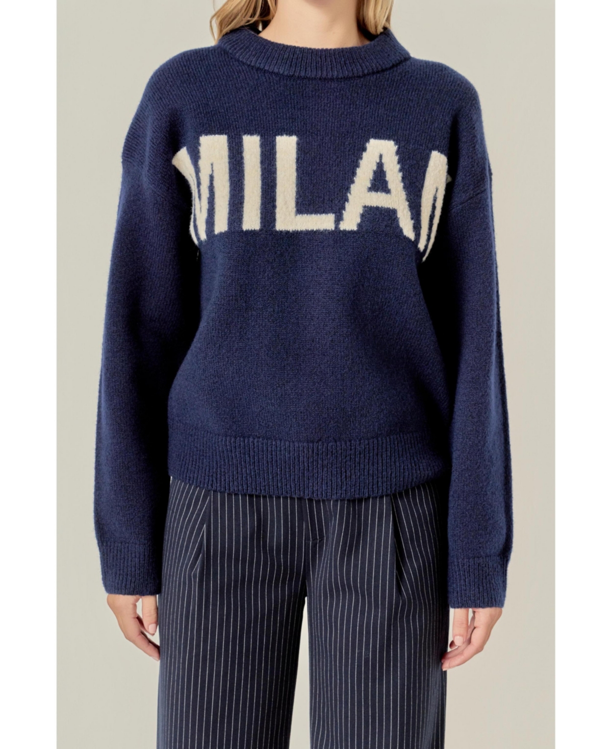 Click here for English Factory Womens Lettering Sweater - Navy/cr... prices