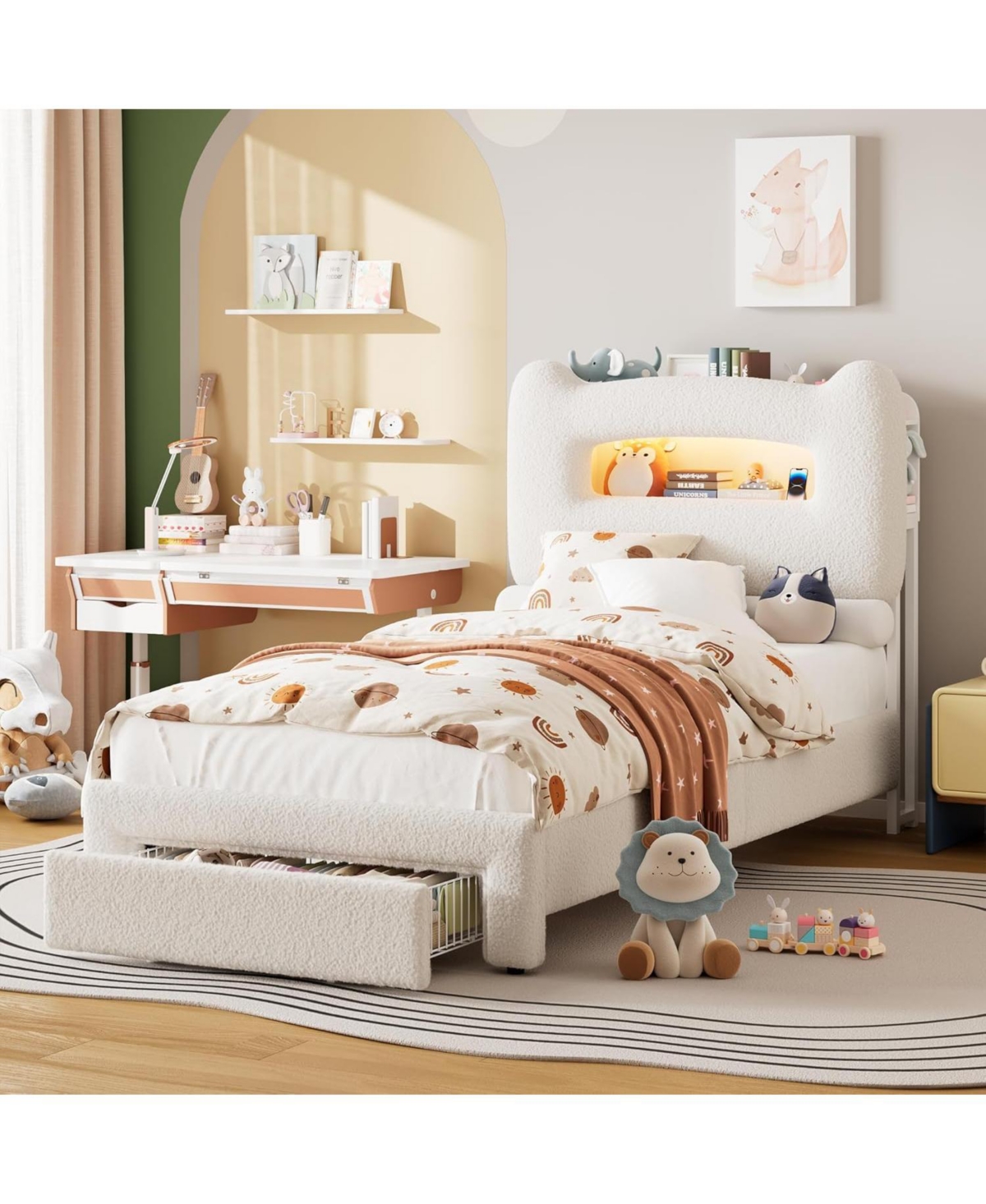 Click here for gaomon Upholstered Twin Bed with Led Storage Headb... prices