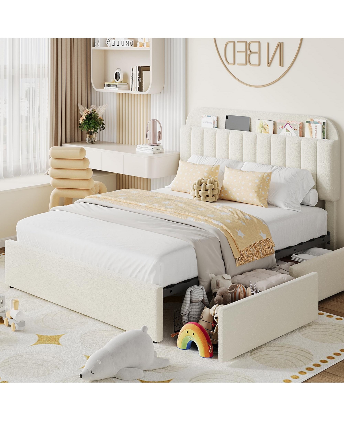 Click here for gaomon Queen Bed Frame with Storage Headboard  Gir... prices