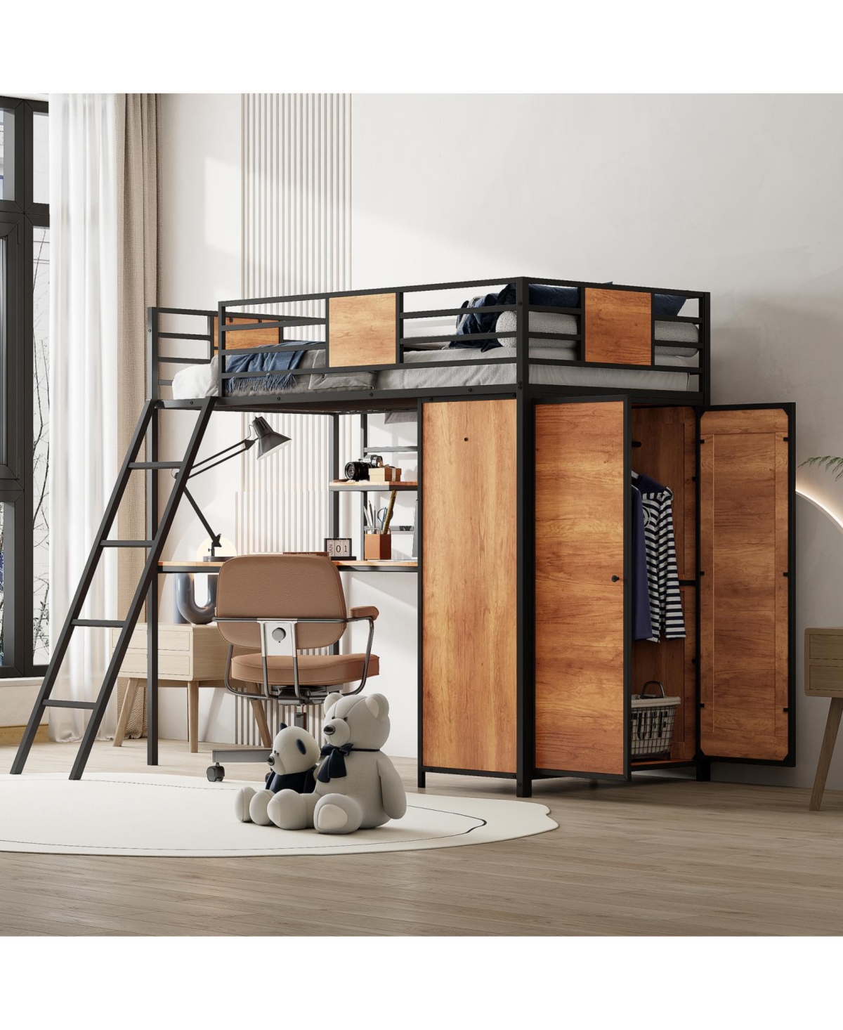 Click here for Streamdale Furniture Twin Size Loft bed with L-sha... prices
