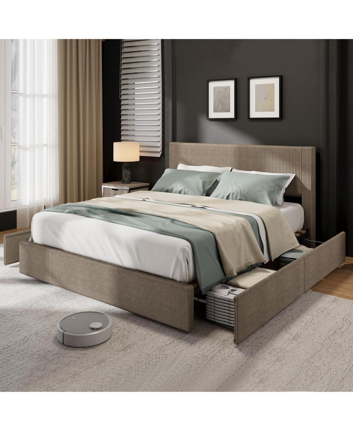 Click here for gaomon Size Platform Bed Frame with Tufted Wingbac... prices