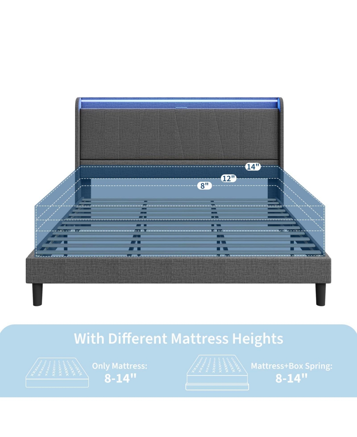 Click here for gaomon Bed Frame with Charging Station & Led Light... prices