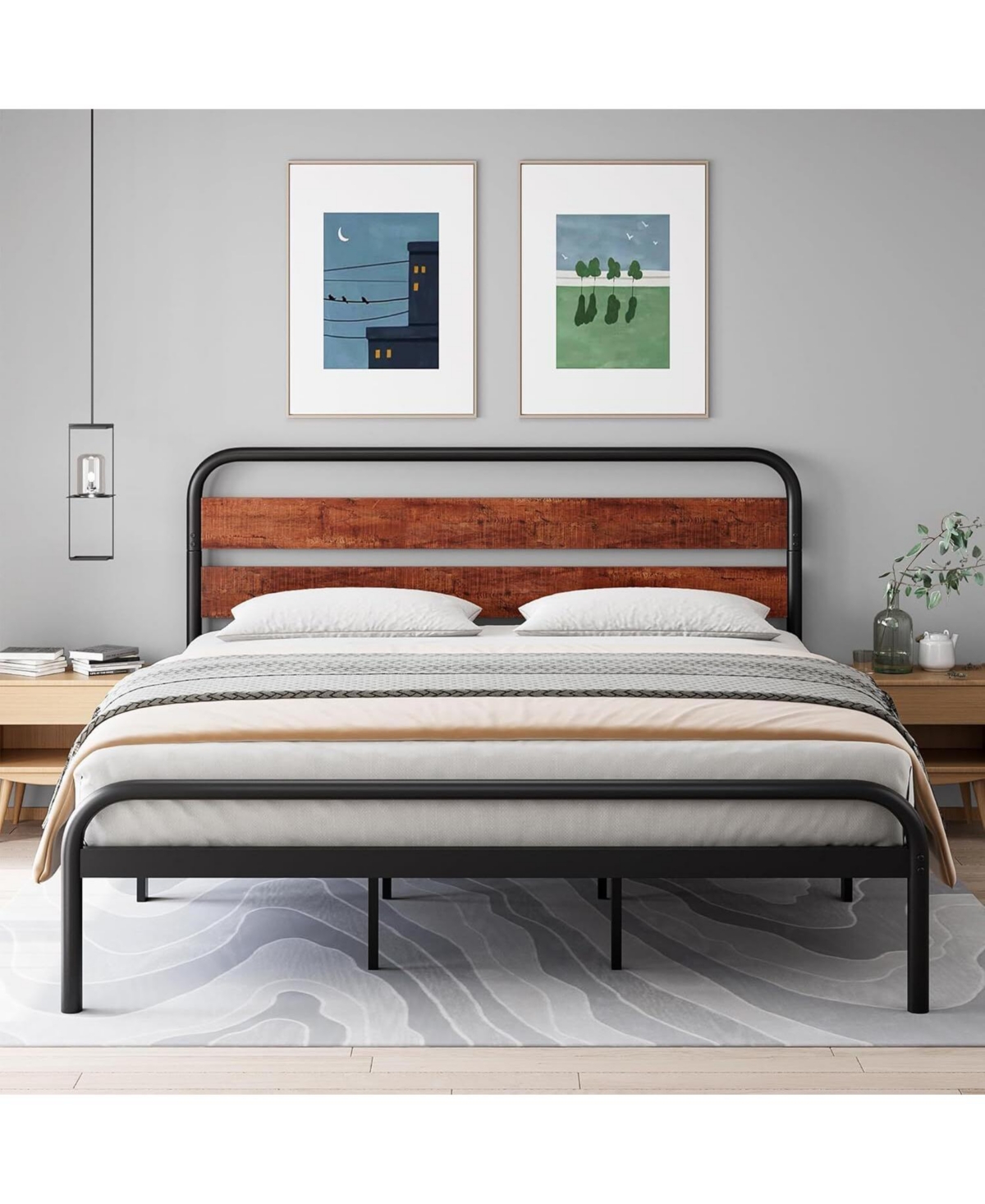 Click here for gaomon Platform Bed Frame with Wooden Headboard an... prices