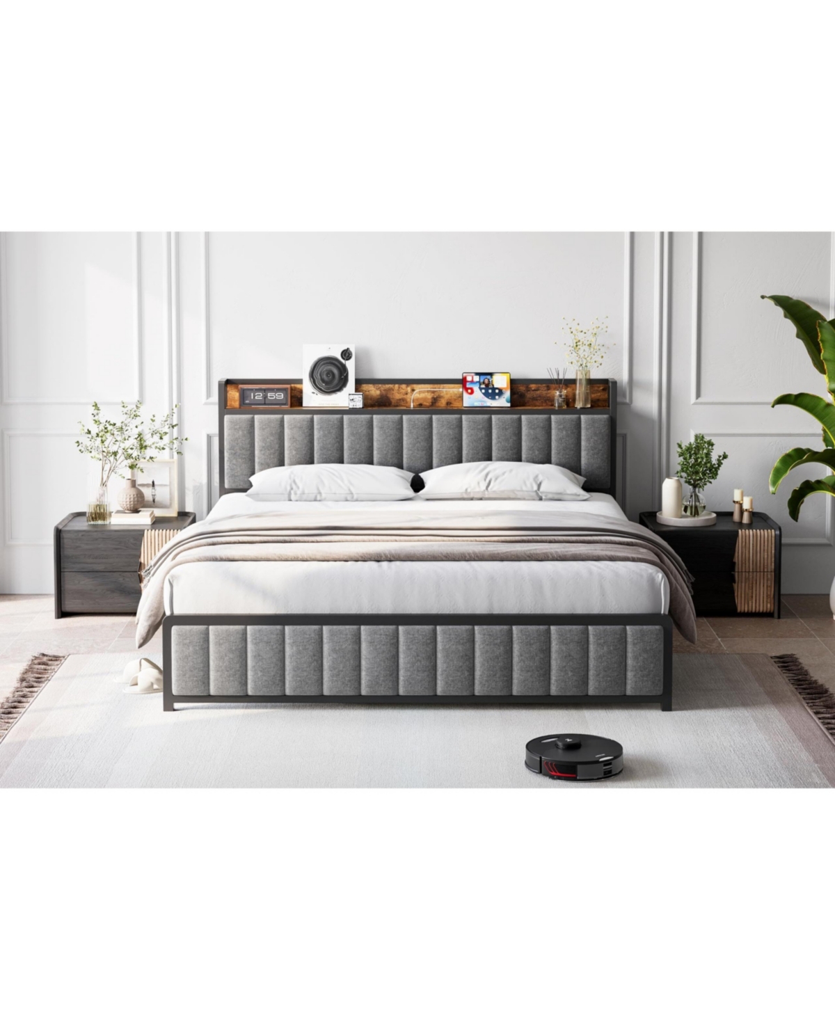 Click here for Linen Upholstered Platform Bed Frame with Usb Port... prices