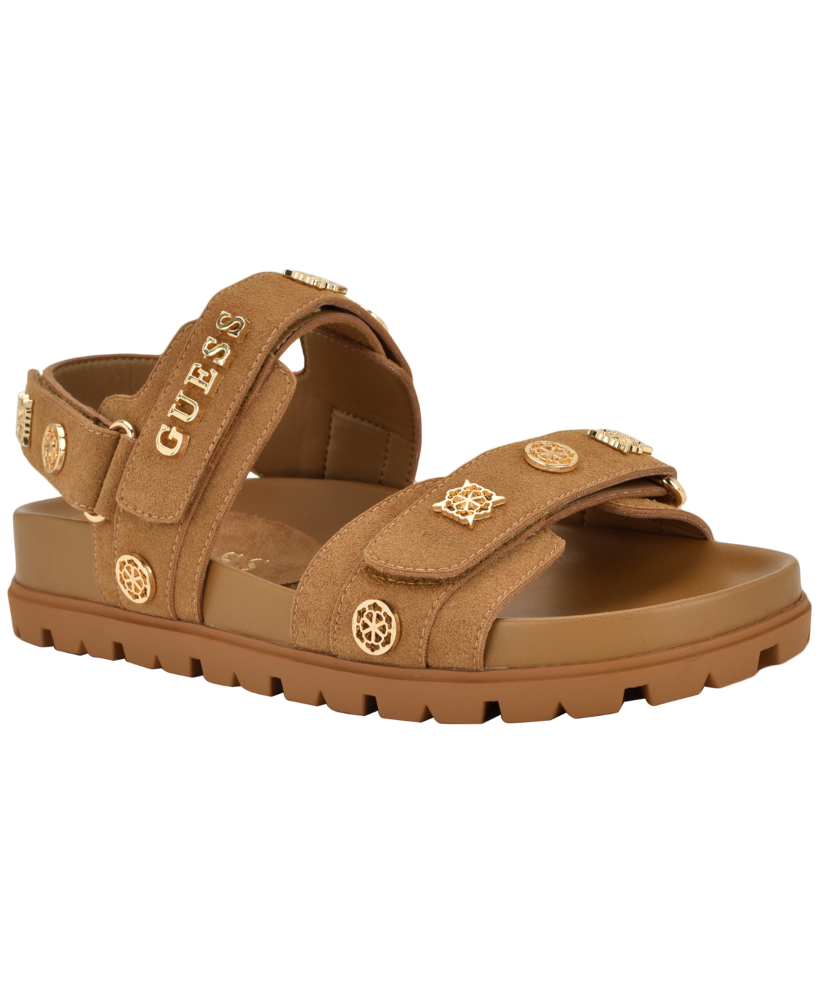 Click here for Guess Womens Florizy Lug Sole Footbed Sandal - Bro... prices