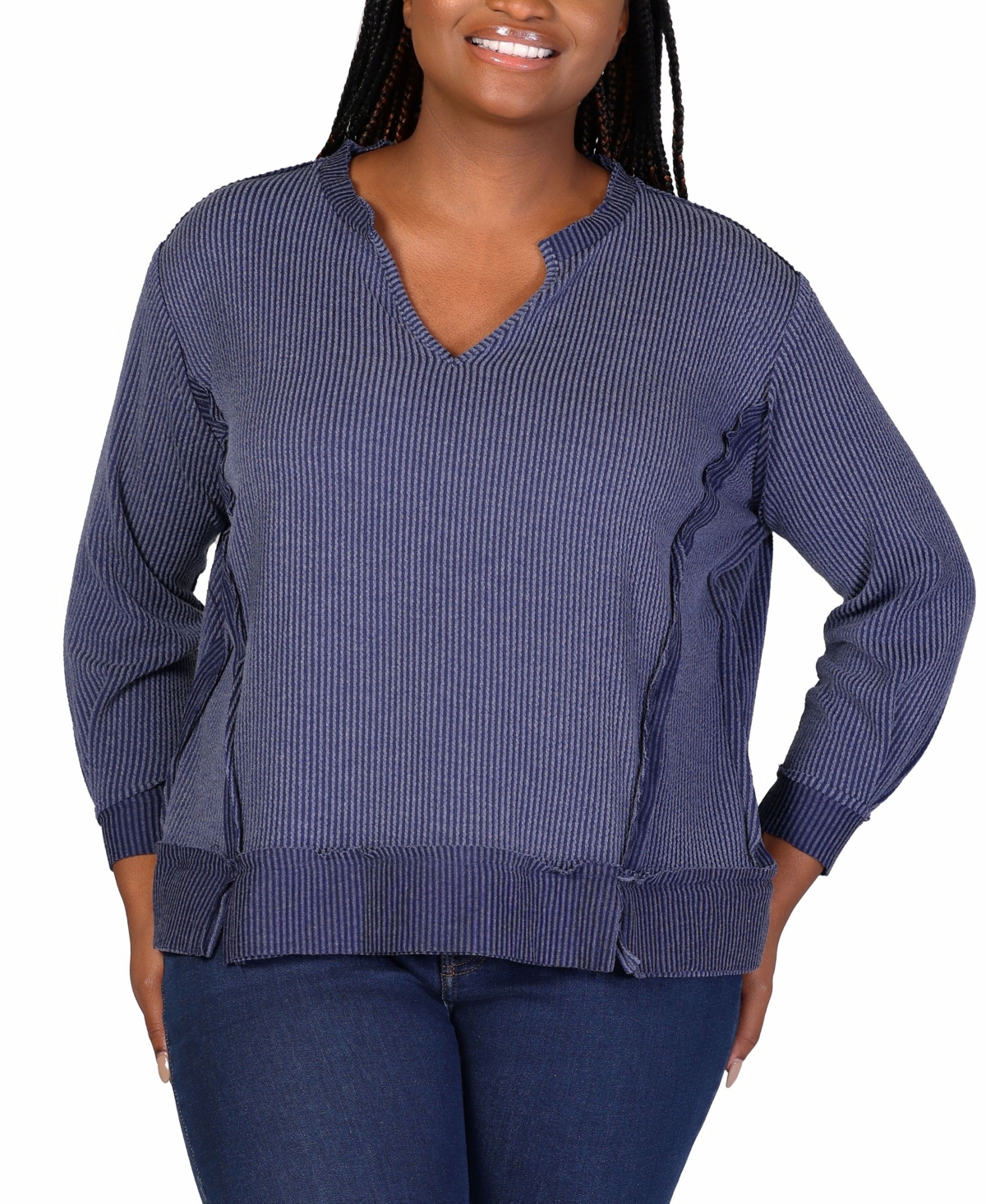 Click here for 24seven Comfort Apparel Plus Size Relaxed Fit Rib... prices