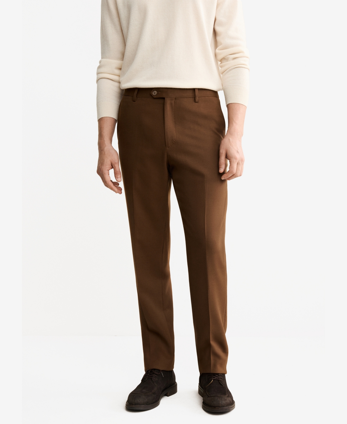 Click here for Mango Mens Italian Wool Flannel Suit Pants - Orang... prices