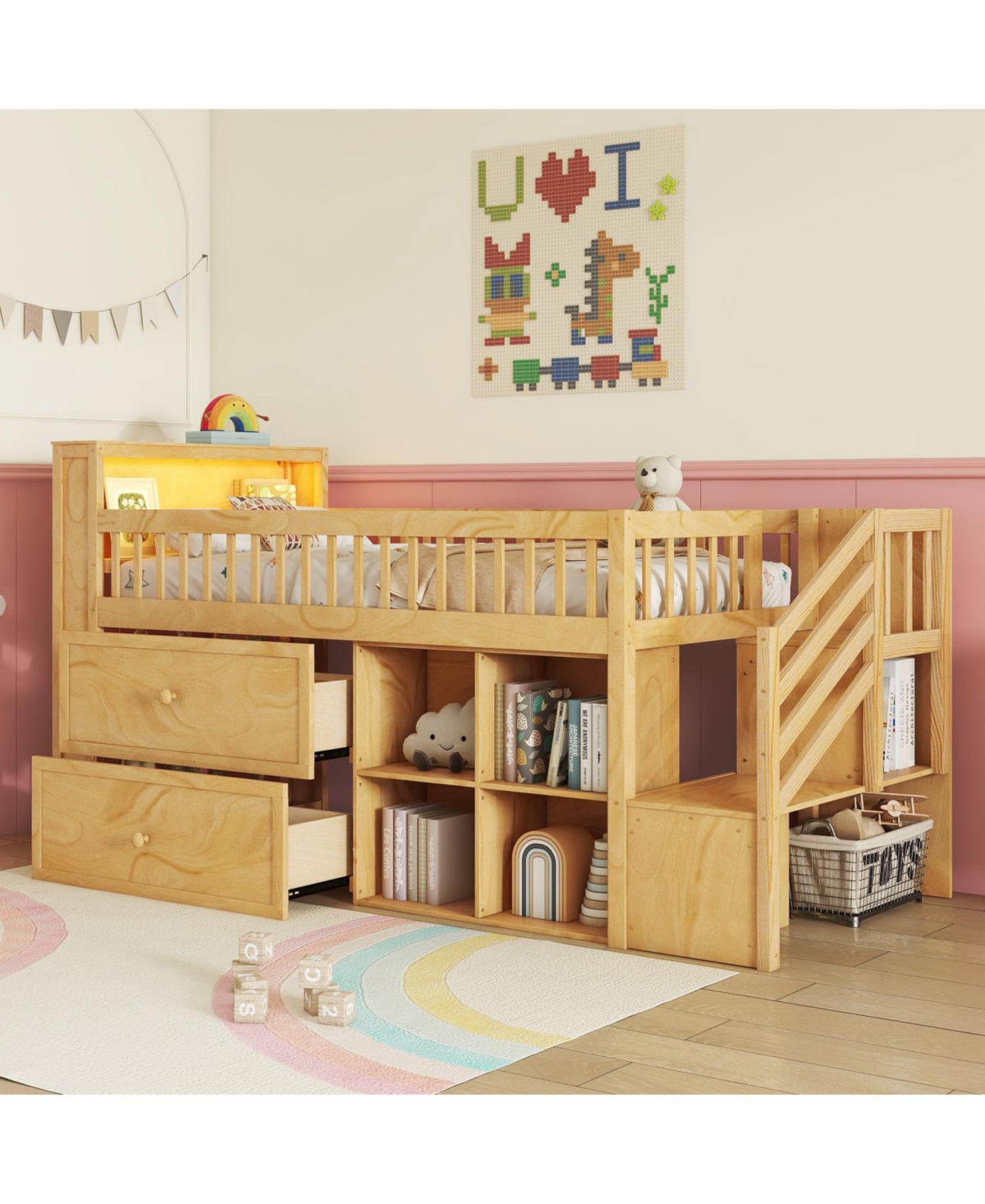 Click here for Streamdale Furniture Twin Loft Bed Wood (NaturalSt... prices