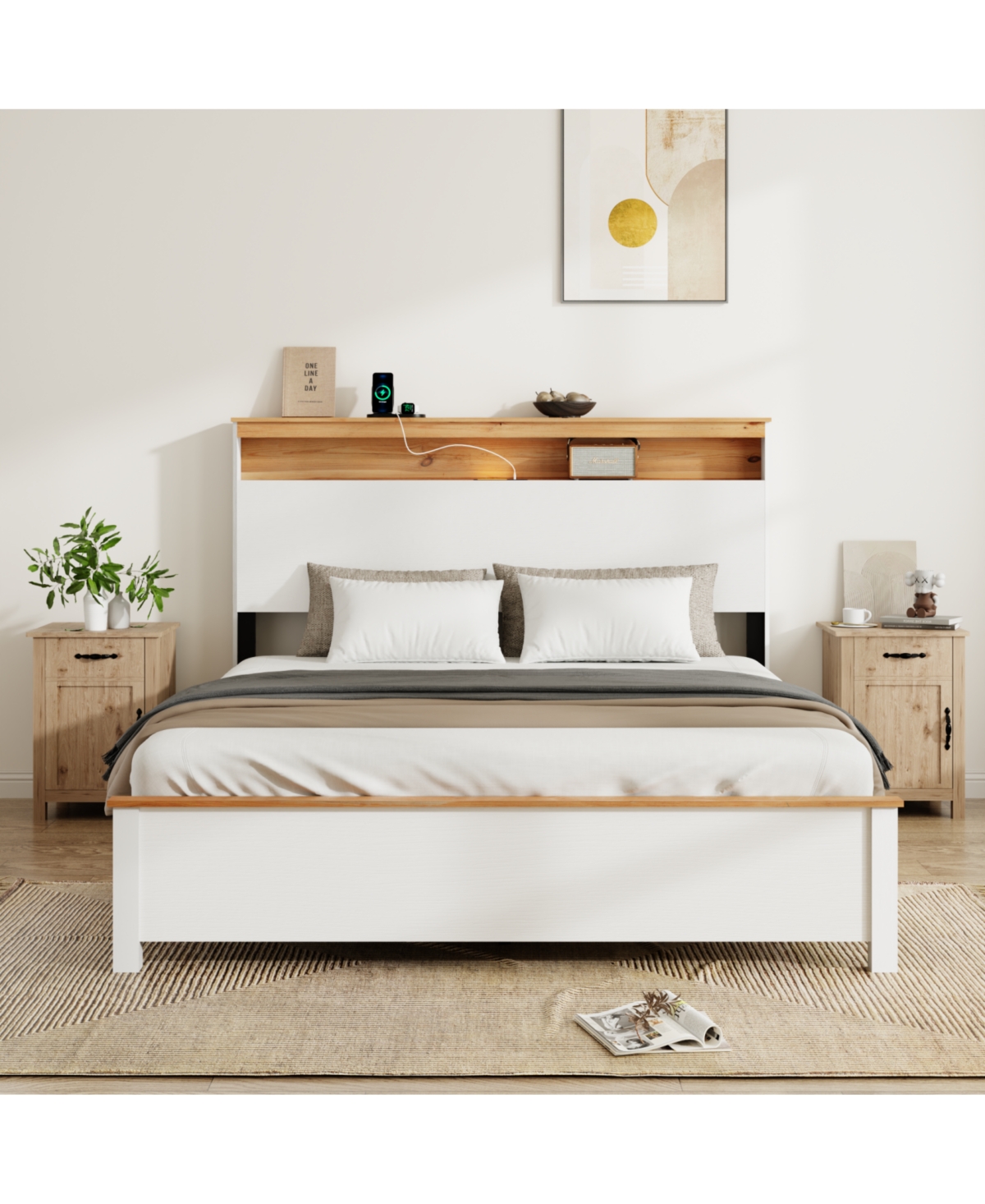 Click here for Streamdale Furniture Queen Bed Frame with Charging... prices