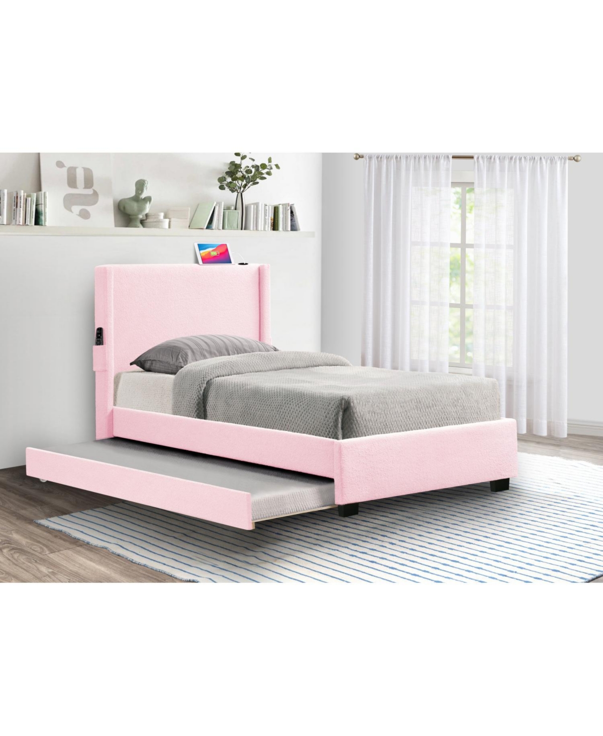 Click here for Streamdale Furniture Pink Twin Upholstered Bed wit... prices