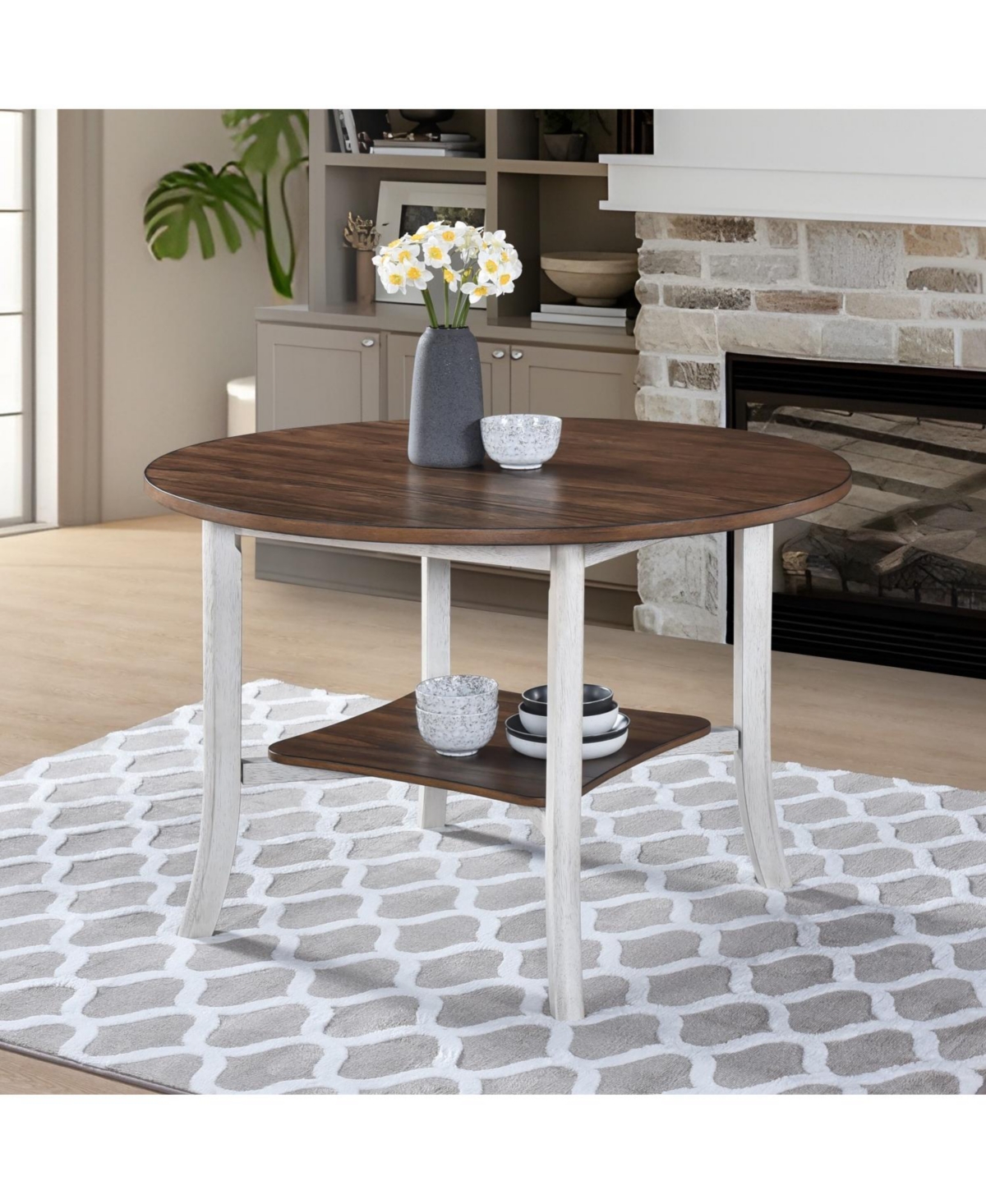 Click here for Streamdale Furniture Round Dining Table With Shelf... prices