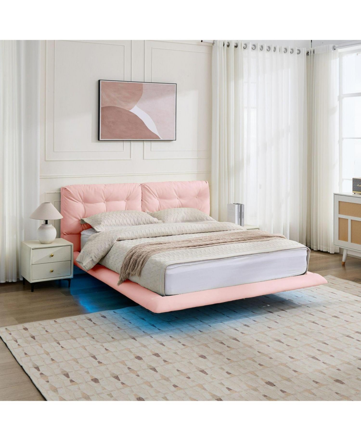 Click here for Streamdale Furniture Queen Upholstered Led Platfor... prices