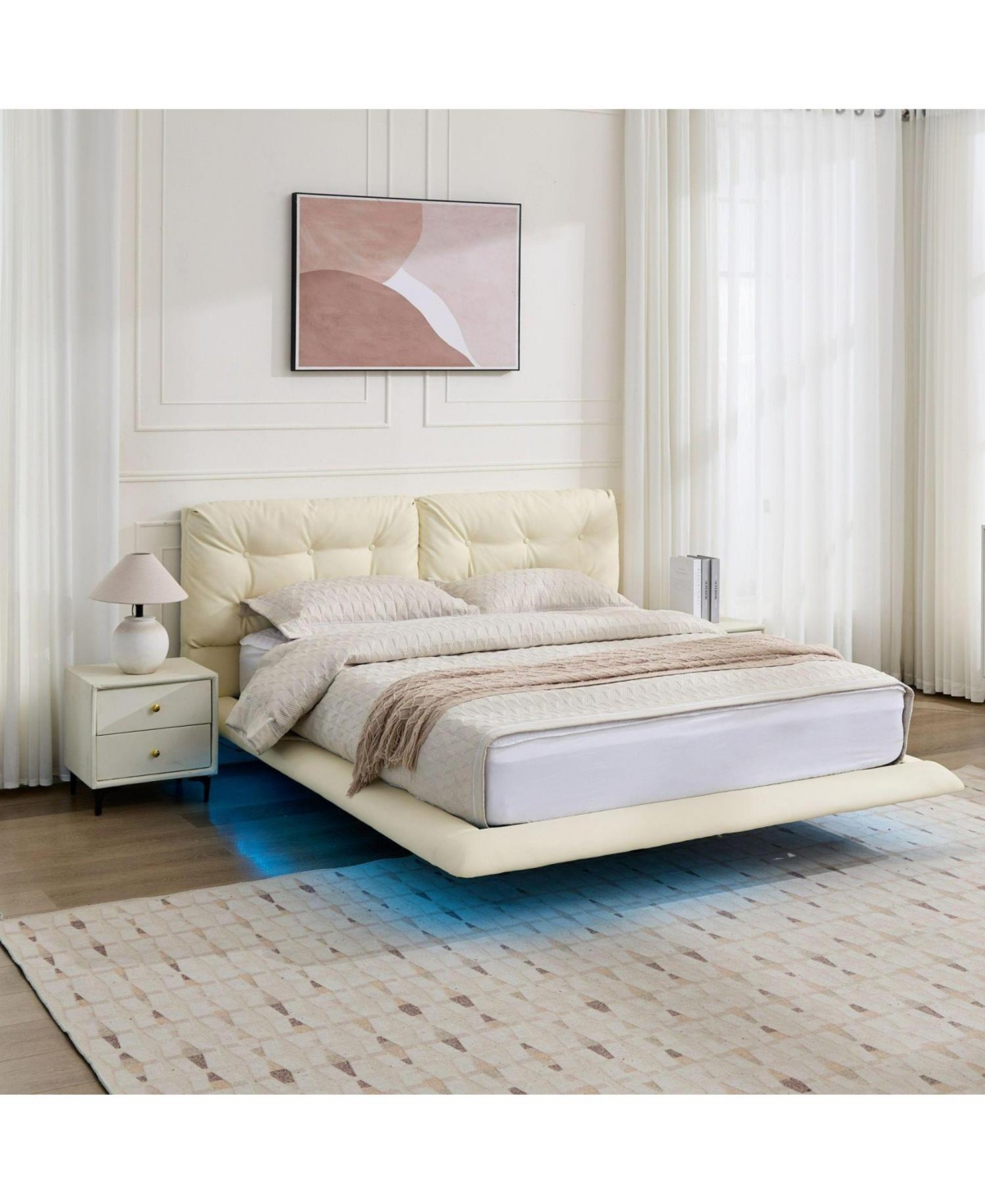 Click here for Streamdale Furniture Queen Upholstered Led Platfor... prices